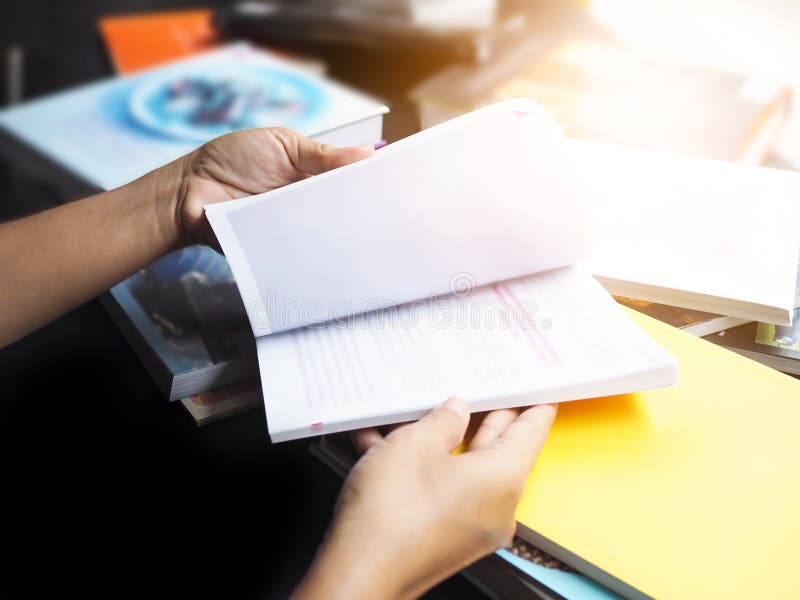 People Reading Books or Work on Table in Library Stock Photo - Image of ...