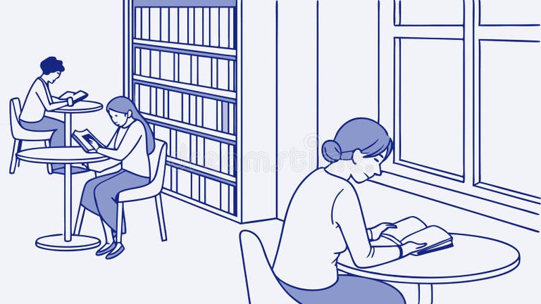 People Reading in Library Quiet Study Vector, Knowledge and Learning ...