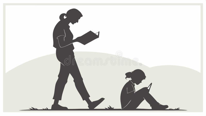 People Reading Silhouettes, Literacy and Learning Activity in Vector ...