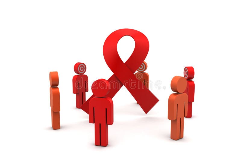 People with red ribbon stock illustration. Illustration of help - 56617492