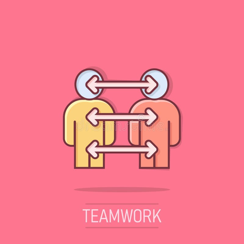 People Referral Icon in Comic Style. Business Communication Cartoon ...