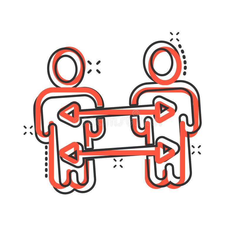 People Referral Icon in Comic Style. Business Communication Cartoon ...