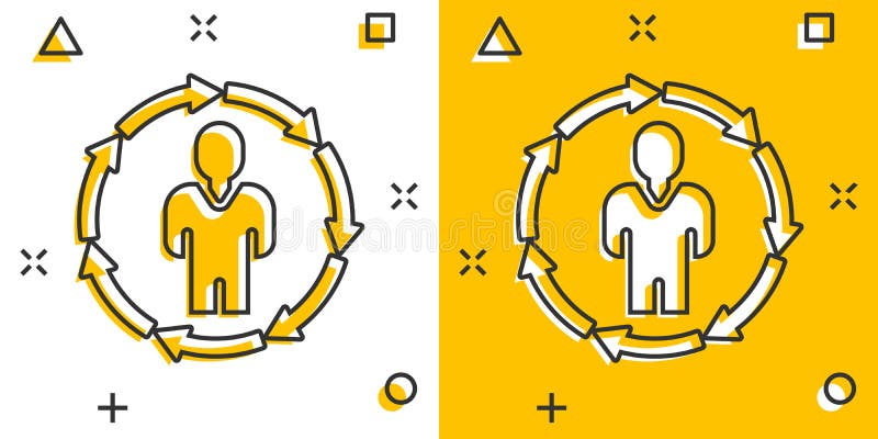 People Referral Icon in Comic Style. Business Communication Cartoon ...