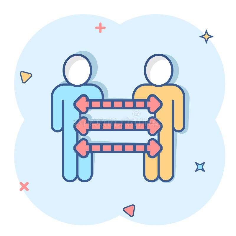 People Referral Icon in Comic Style. Business Communication Cartoon ...