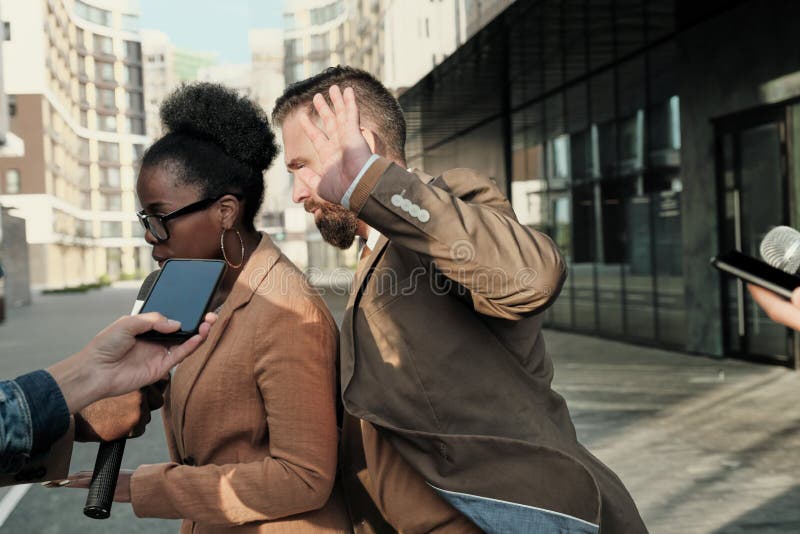 People Refuse To Be Interviewed Stock Photo - Image of adult, street ...