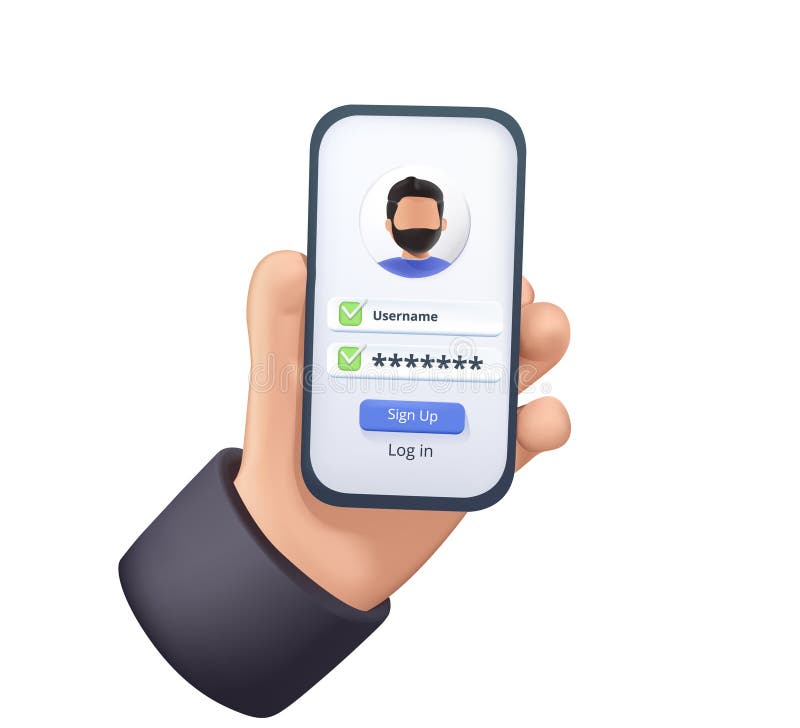 People Register Online 3D Render. Login, Bank Access, App Safety ...