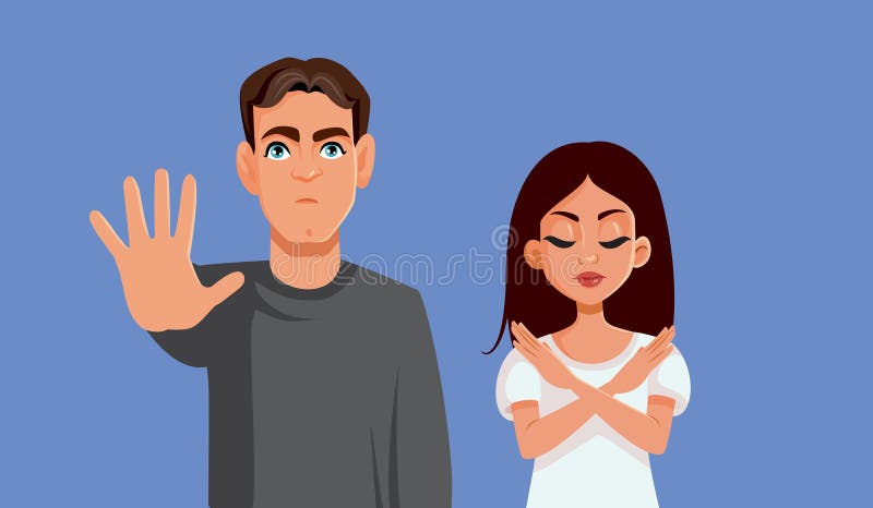 People Rejecting Something Doing Stop Gesture Vector Cartoon Stock ...