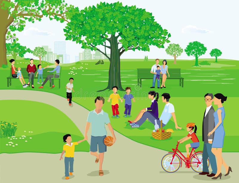 People relax in the park stock vector. Illustration of woman - 127196681