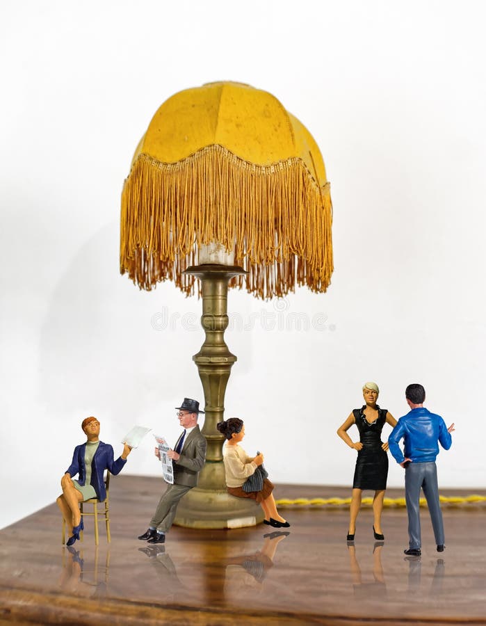 People Relax Under an Old Table Lamp Stock Image - Image of sitting ...