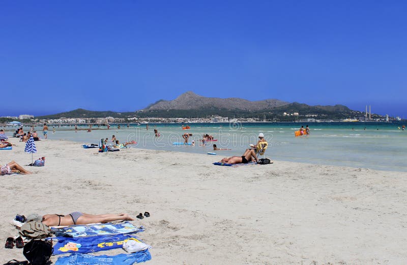 People Relaxing on Beach in Majorca Editorial Stock Photo - Image of ...
