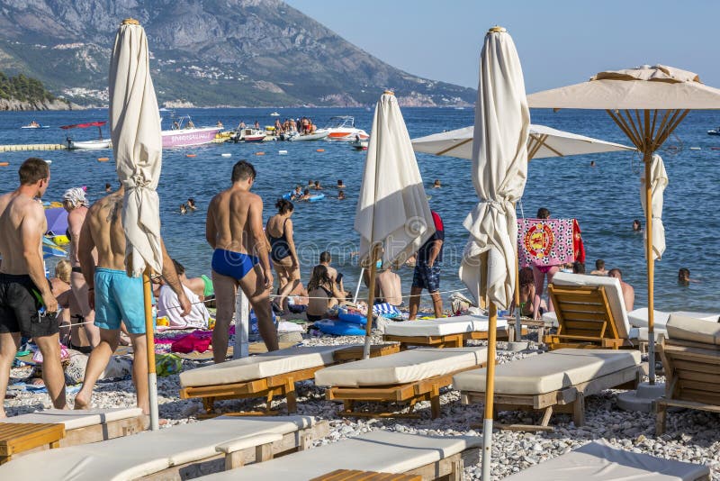 People Rest on the Beach in the City of Budva, Montenegro Editorial ... People Rest on the Beach in the City of Budva, Montenegro Editorial ...