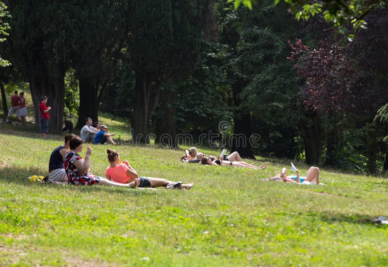 People Rest in Garden of Villa Borghese. Rome, Editorial Stock Photo ...