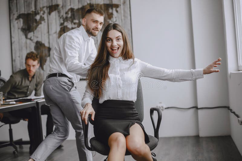 Colleagues Have Fun at Work. Stock Image - Image of creative, partners ...