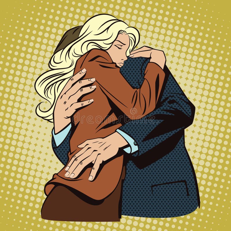 People In Retro Style Pop Art Loving Couple Stock Vector