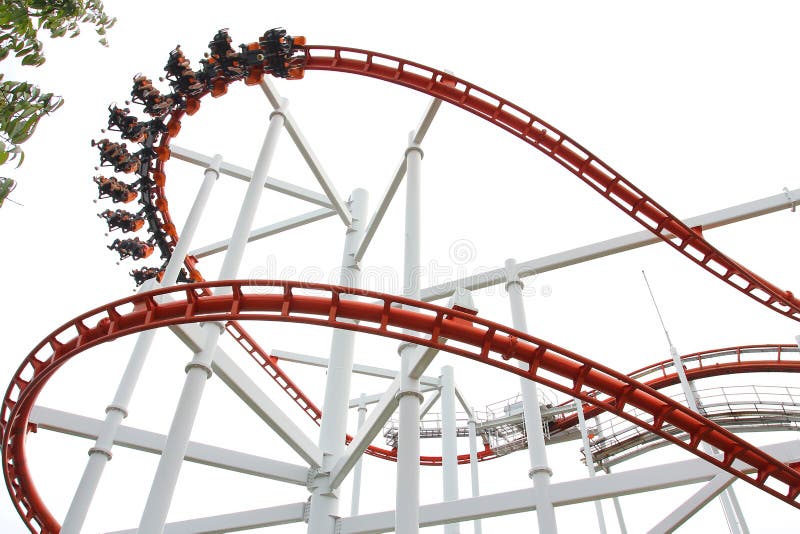 People Ride on Roller Coaster Stock Photo - Image of people, elevated ...