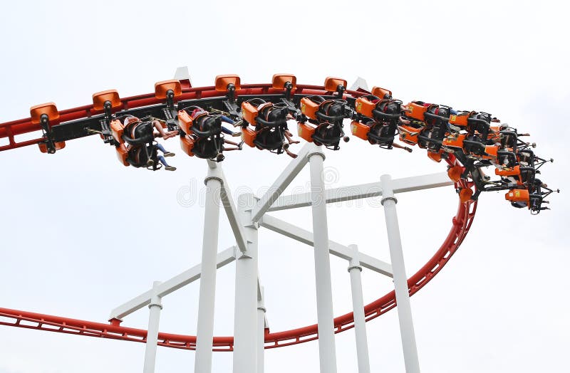 People Ride on Roller Coaster Stock Photo - Image of overhead, elevated ...