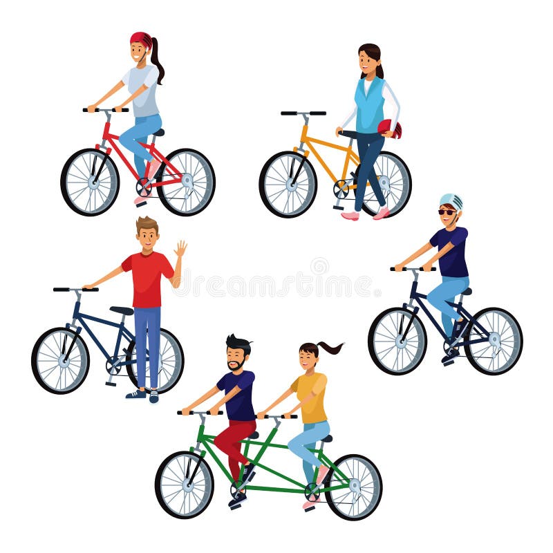 People riding bikes stock vector. Illustration of individual - 117854168
