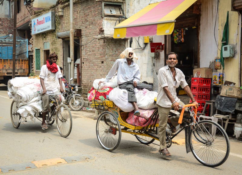 People Riding Rickshaws on Street in Amritsar, India Editorial Stock ...