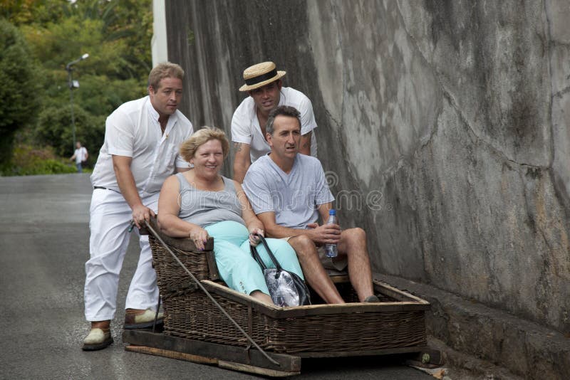 People Riding Sled in Madeira Editorial Stock Image - Image of ...