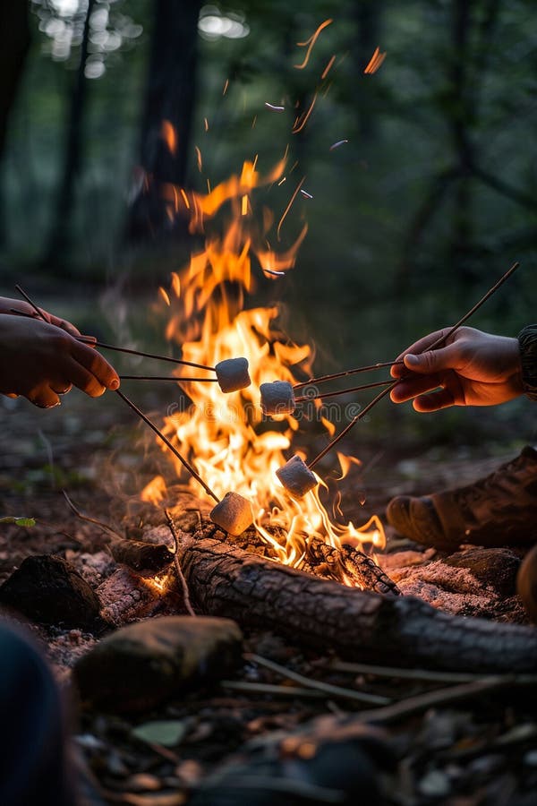 People Roast Marshmallows on a Fire. Selective Focus Stock Photo ...