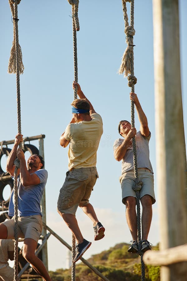 People, Rope or Climbing in Bootcamp for Strength, Exercise or Army ...