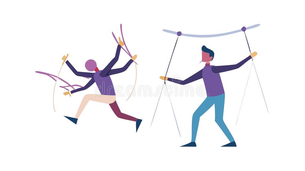 People on Ropes Course, Team Building Activity, Vector Design ...