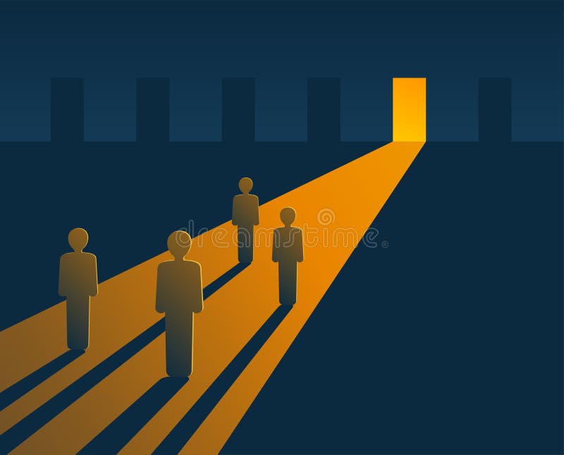 People Row with Spotlight Highlighted Selected One Stock Vector ...