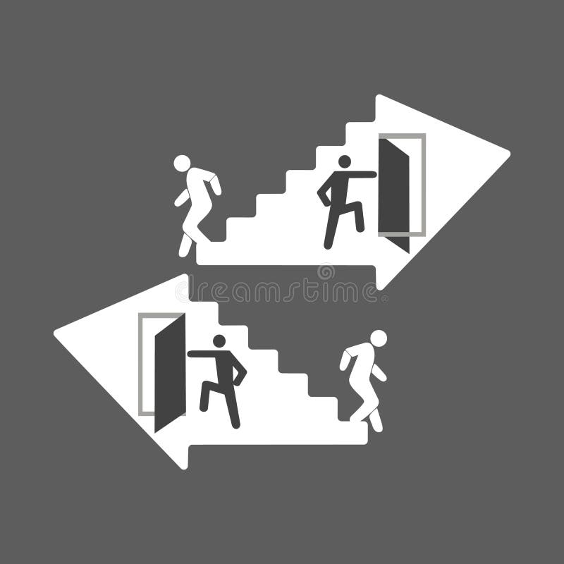 Exit Evacuation Danger Icon Stock Vector - Illustration of fire, people ...