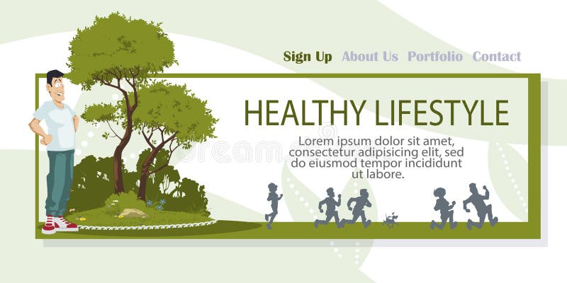People Run in Park. Rest on Nature. Illustration for Internet and ...
