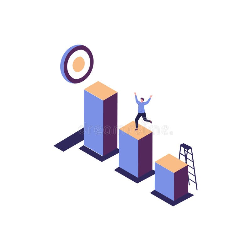 People Run To Their Goal on the Column of Columns, Move Up Motivation ...