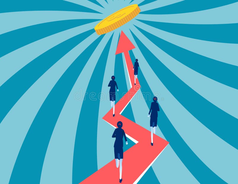 People Run Up on Arrow. Business Growth Concept Stock Vector ...