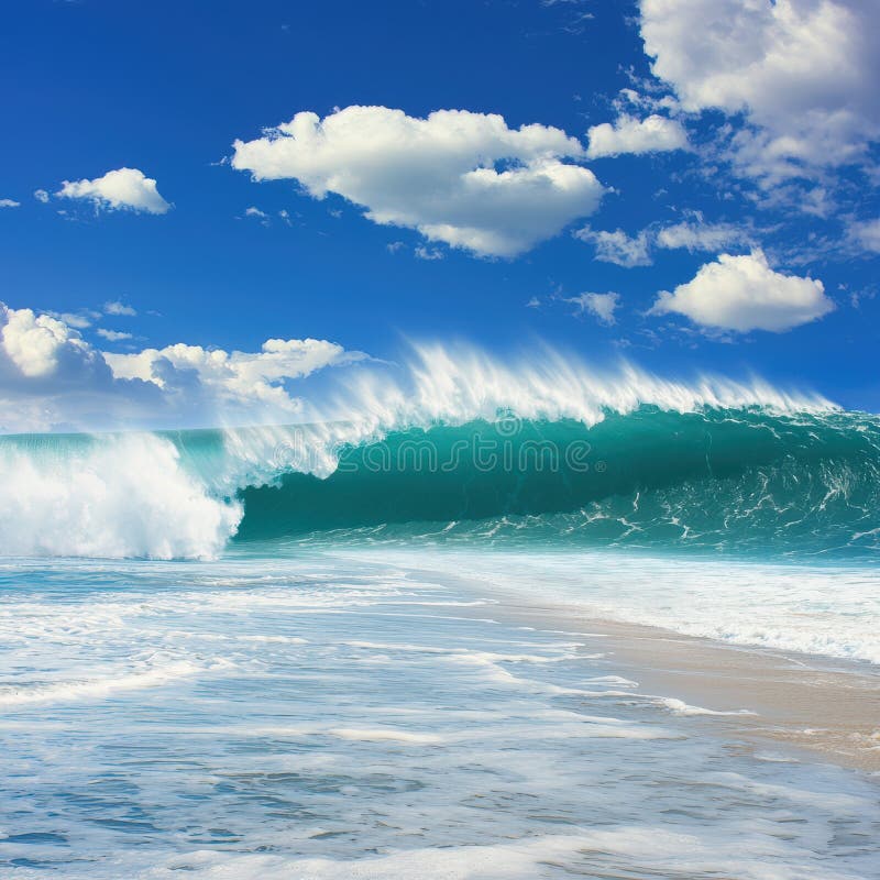 People Running from Approaching Tsunami Wave Stock Illustration ...