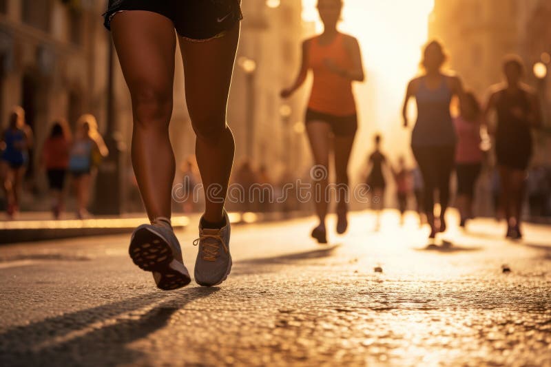 People Running in the City . Generative AI Stock Image - Image of ...