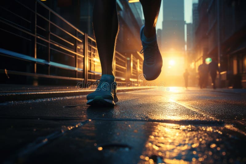 People Running in the City . Generative AI Stock Photo - Image of ...