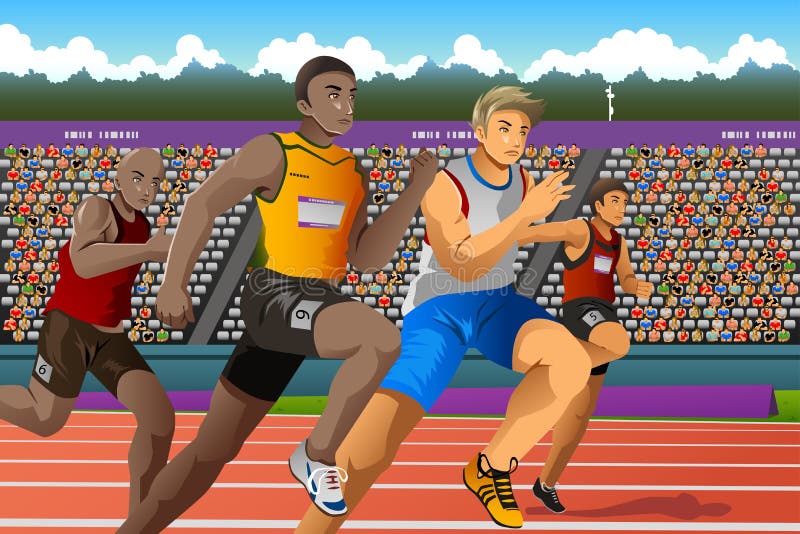 People Running in Competition Stock Vector - Illustration of field ...