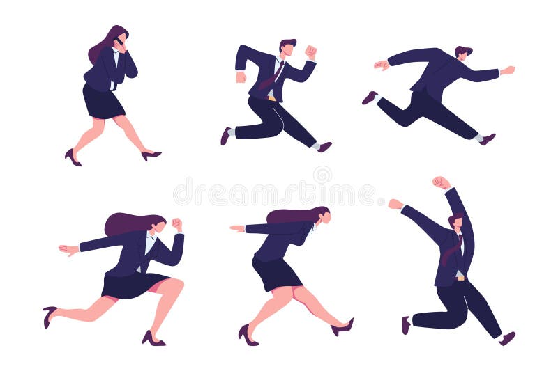 People Running Fast Set Flat Style Illustration Vector Design Stock ...