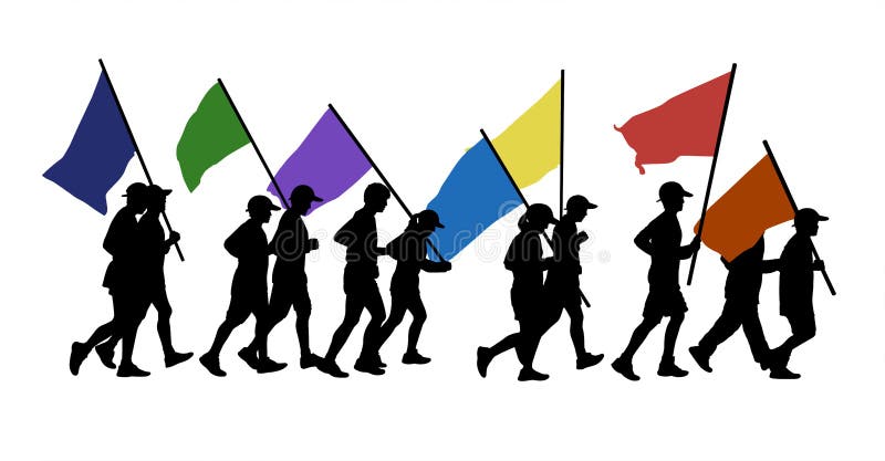 People running with flags stock image. Image of acton - 29564619