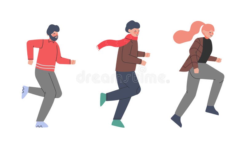 People Running Hurrying Up at Work Cartoon Vector Illustration Stock ...