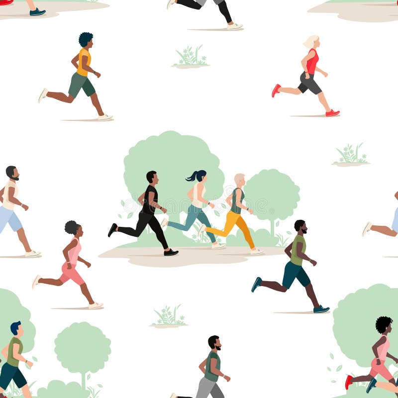 Large Group of Men and Women of Different Nationalities Run Together ...