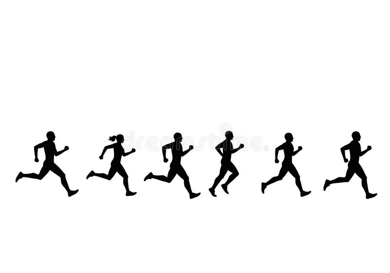 People running silhouette stock illustration. Illustration of sprint ...