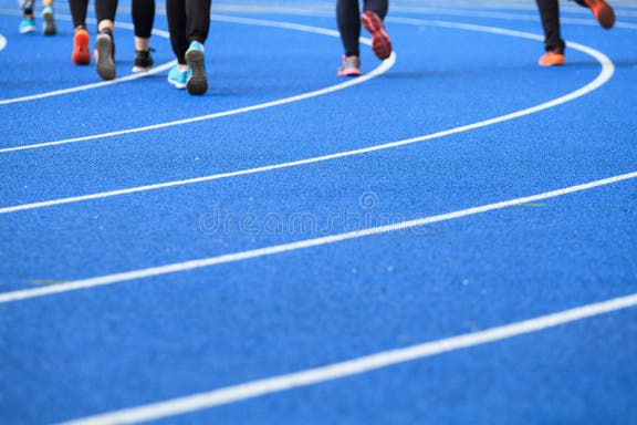 People Running on the Stadium Stock Image - Image of blue, athlete ...