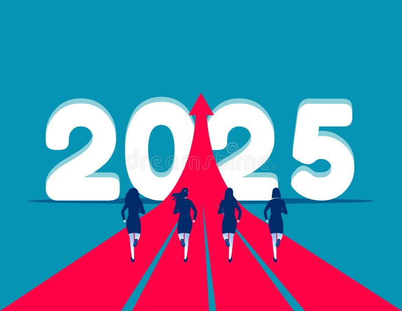 People Running To 2025. Start Up a New To Goal Stock Vector ...