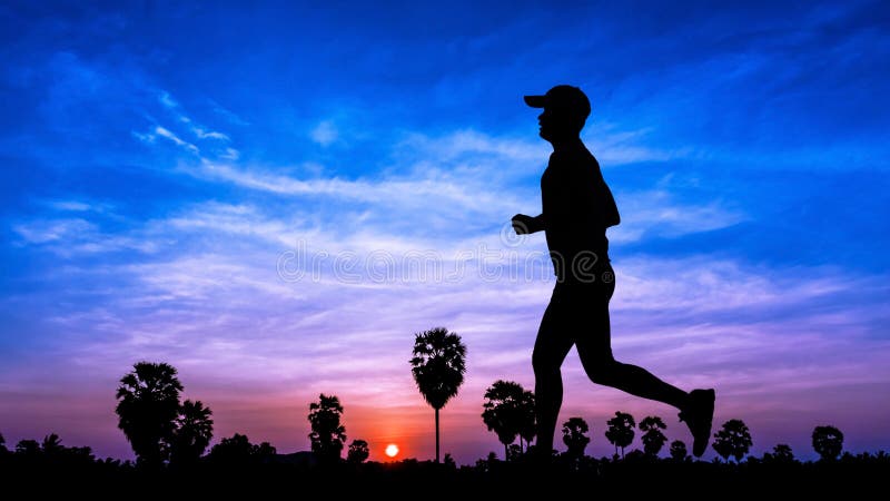 People Running on Twilight Time Stock Image - Image of background ...