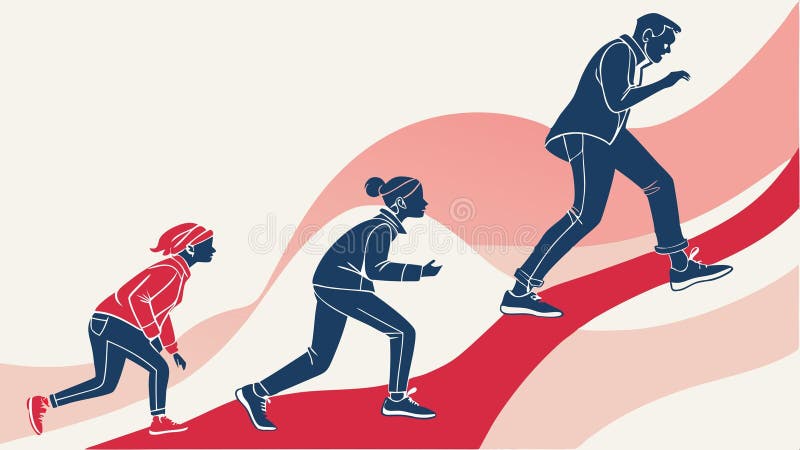 People Running Uphill Illustration. Progress and Overcoming Challenges ...