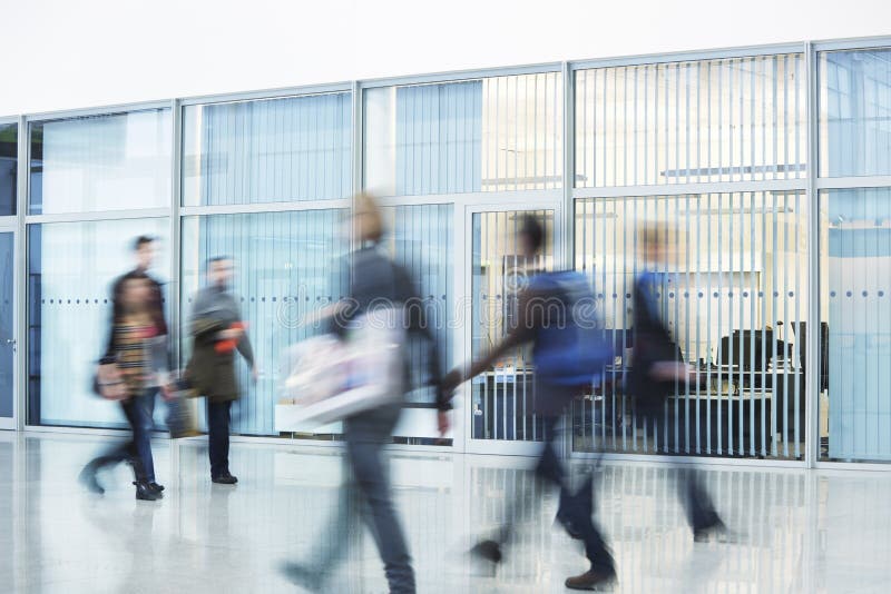People Rushing through Corridor, Motion Blur Stock Image - Image of ...