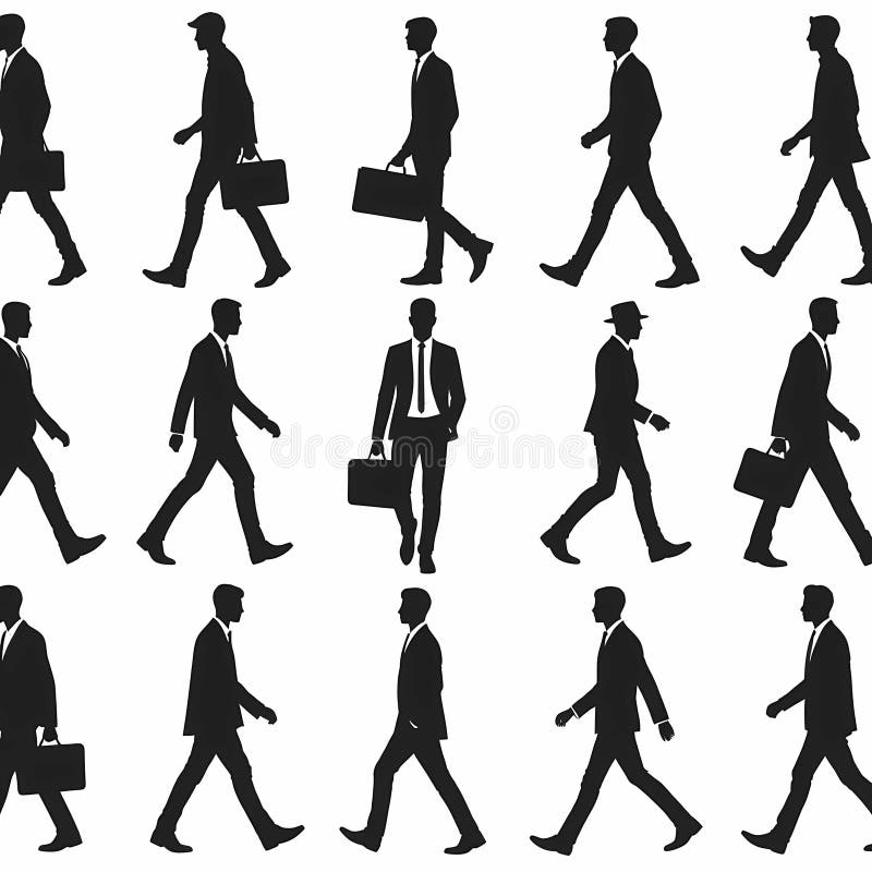 People rushing silhouettes stock illustration. Illustration of cartoon ...