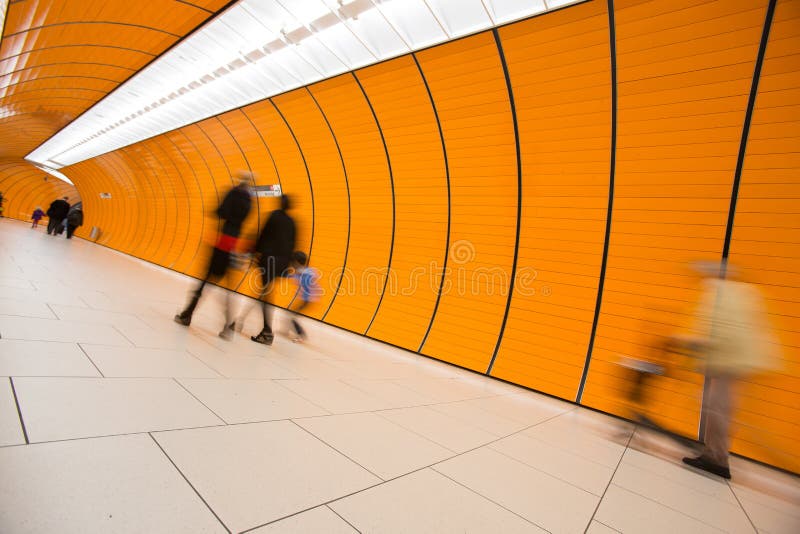 People Rushing through a Subway Corridor Stock Photo - Image of fast ...