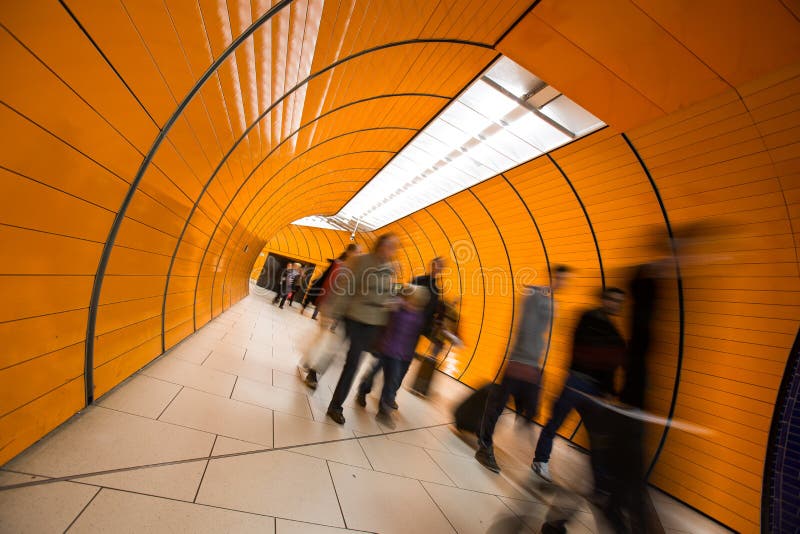 People Rushing through a Subway Corridor Editorial Photo - Image of ...
