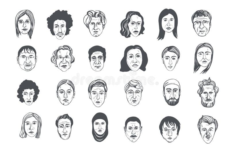 People`s Faces. Vector Illustration Stock Vector - Illustration of ...