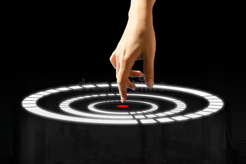 People`s Hand Pressing on Target Goal.Business Concept Stock Image ...